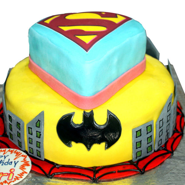 Order Online Superman Batman Cake | Joymygift