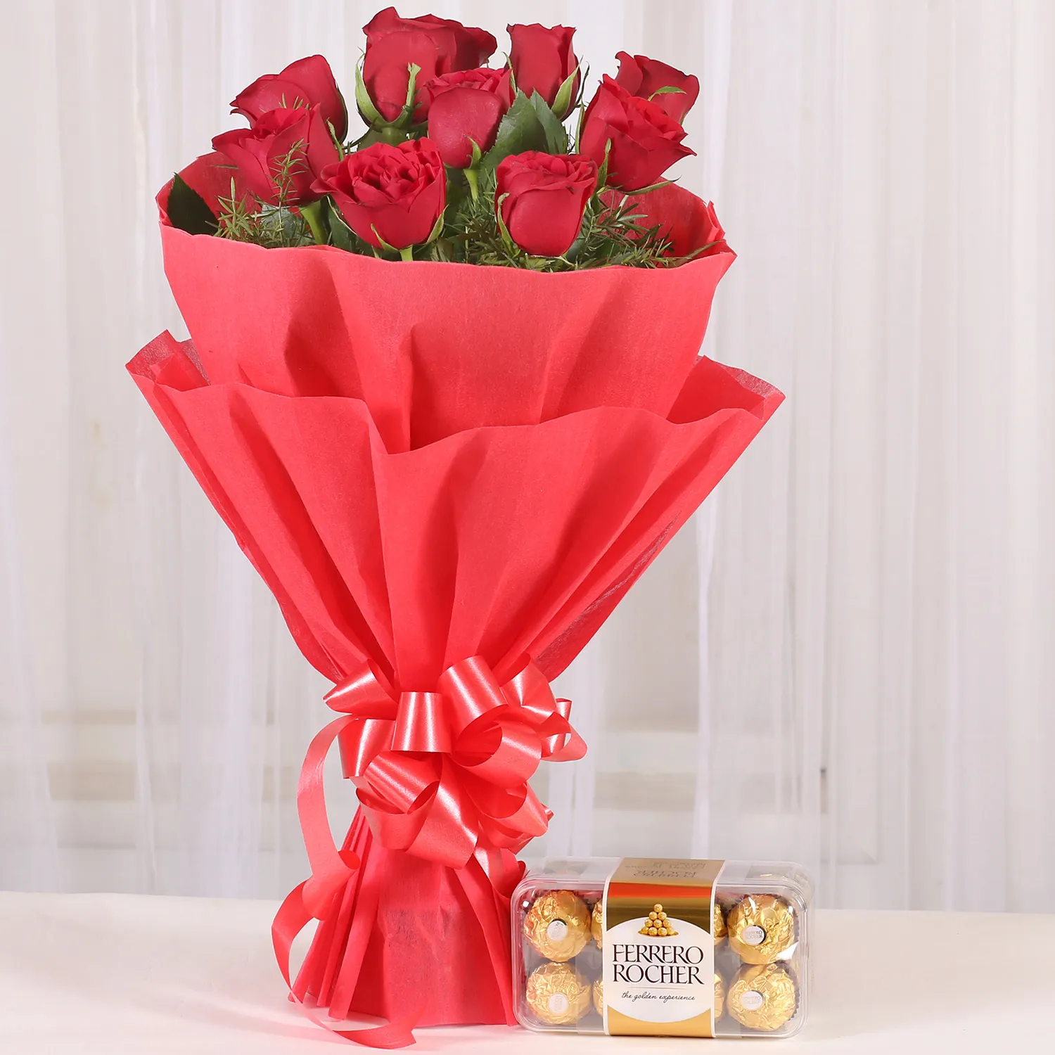 Order Online Red Roses & Ferrero Rocher Combo | Joymygift